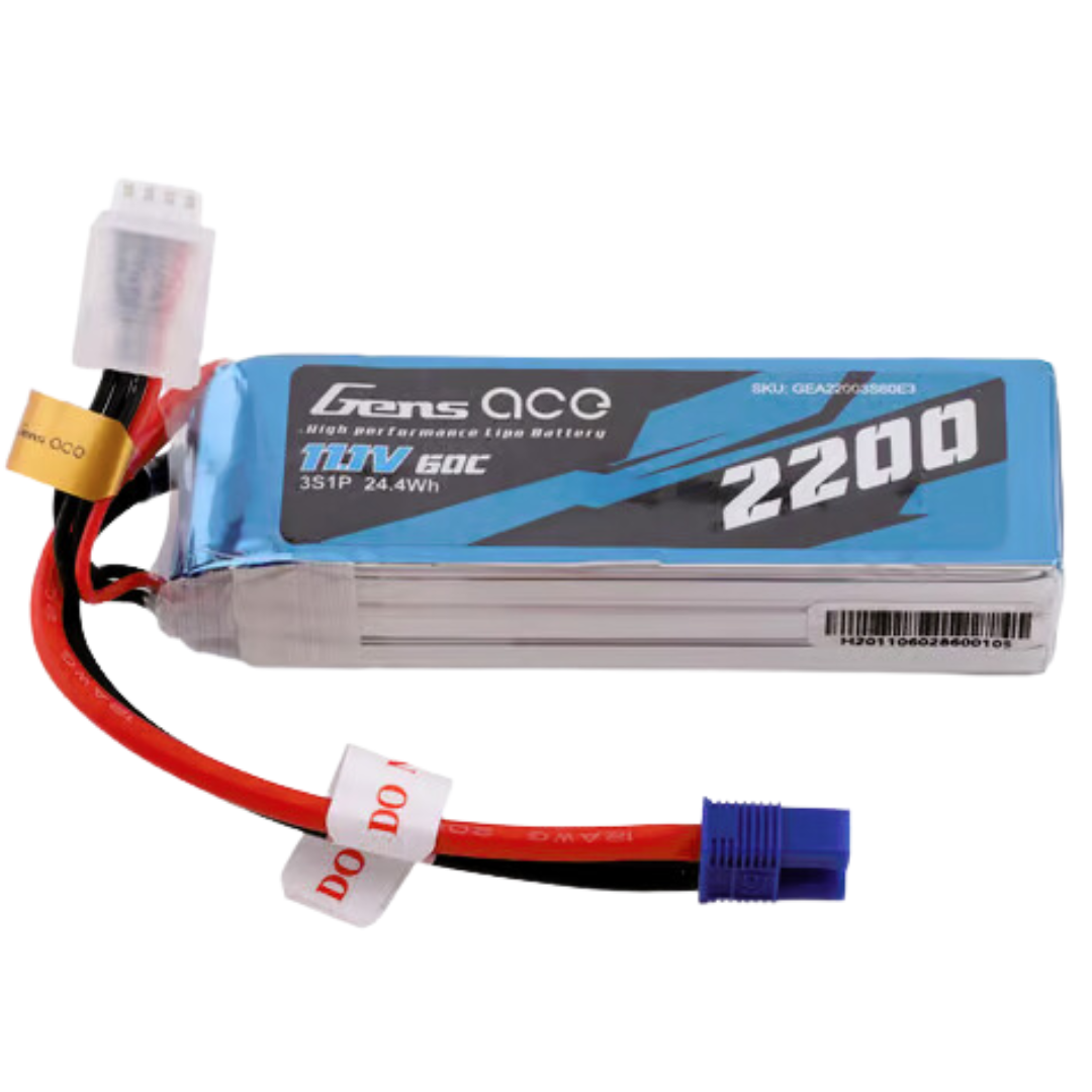 Gens Ace 2200mAh 3S 11.1V 60C Soft Case Lipo Battery w/EC3 Plug GEA220 – OZRC