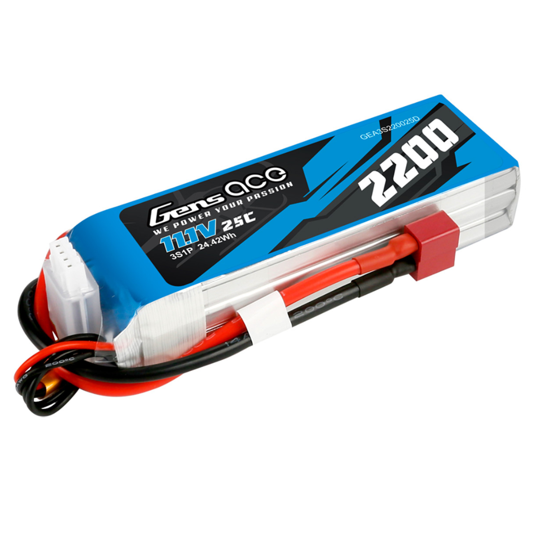 Gens Ace 2200mAh 3S 25C 11.1V LiPo Battery Pack w/ Deans Connector – OZRC