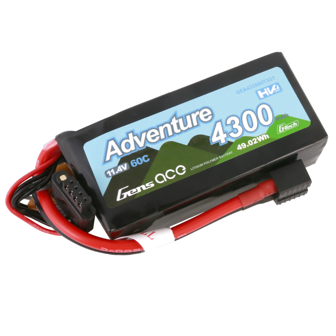 Gens Ace G-Tech Adventure 11.4V HV 4300mAh 60C XT60 LiPo Battery GEA43 – OZRC