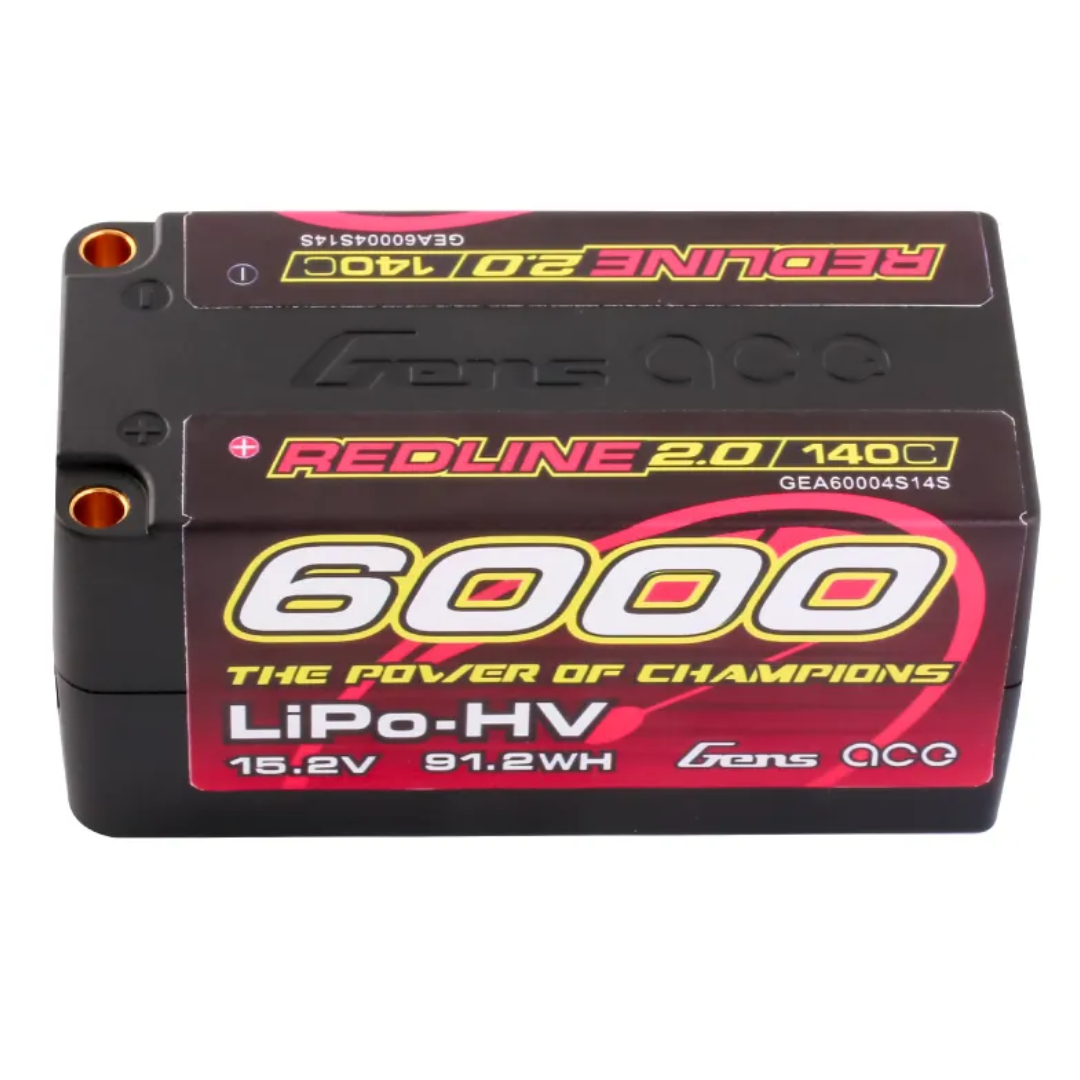 Gens Ace Redline 2.0 4S 6000mAh 15.2V 140C HV Short Hard LiPo Battery – OZRC