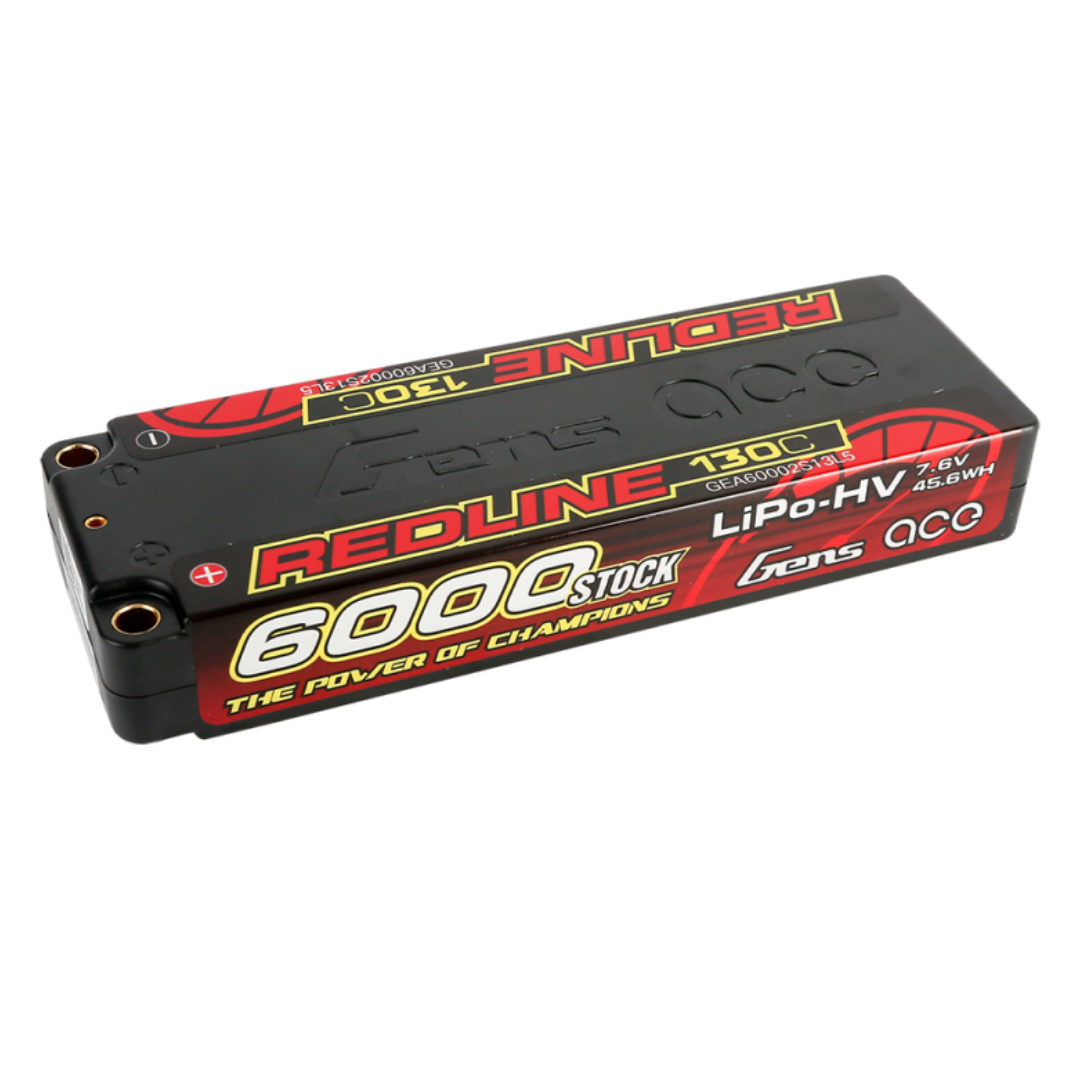 Gens Ace Redline 2S 6000mAh 7.6V 130C Hardcase HV LiPo Battery GEA6000 – OZRC