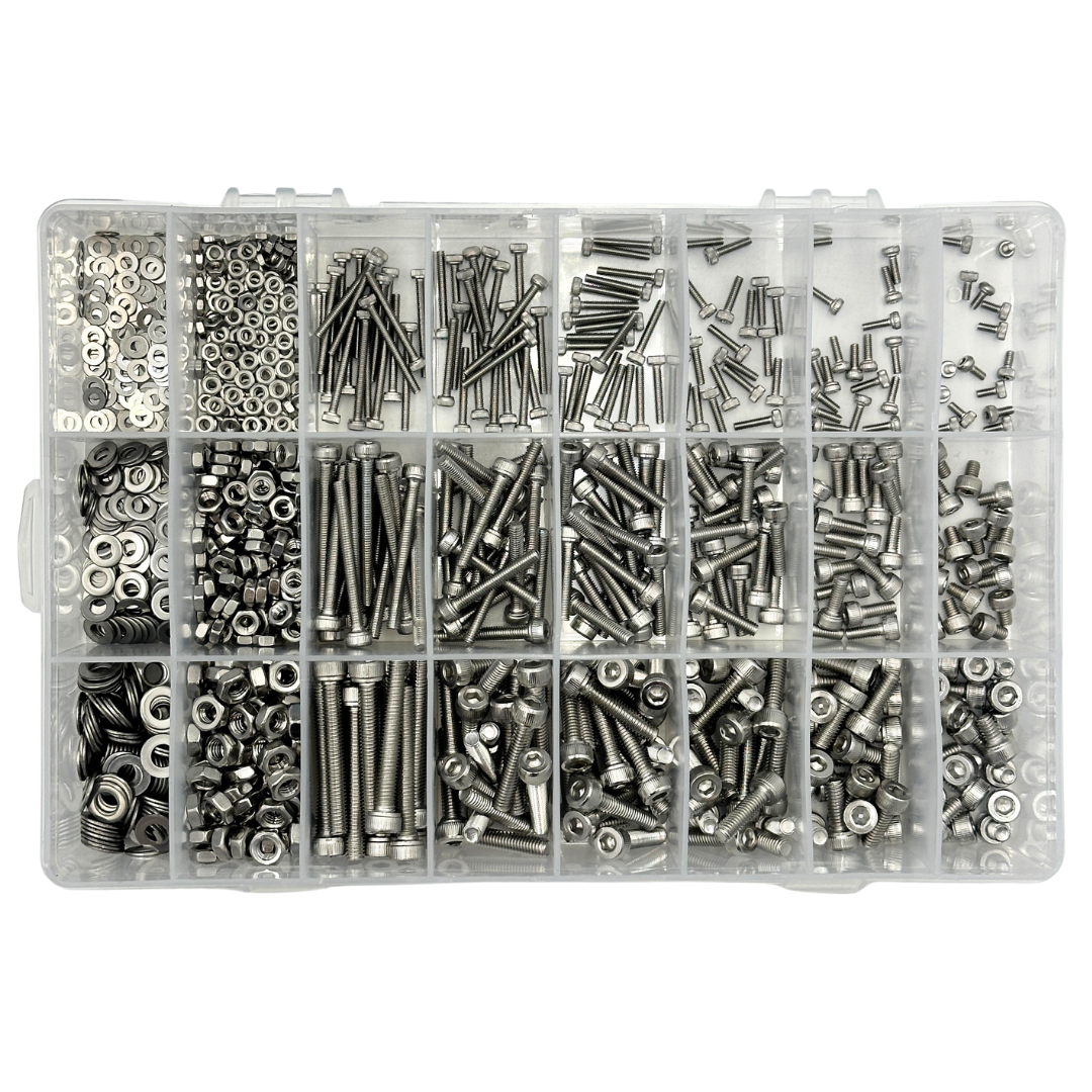 1000pcs Stainless Steel Screw Kit Hobby Grade Nuts Washers M2 M3 M4 fo ...