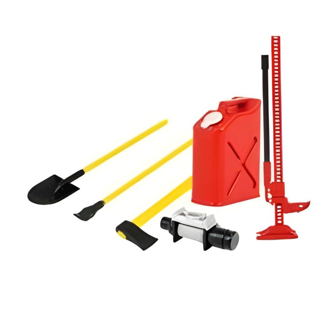 1/10th Scale Crawler Tool Set 6pcs with Tank Lift Jack Pick Rake Shove ...