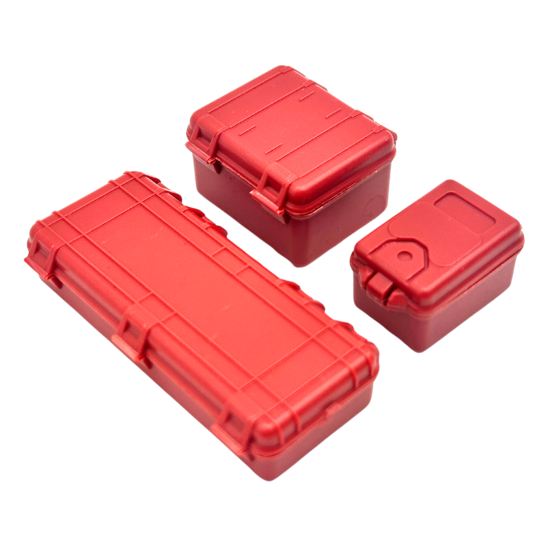 1/24 1/18 Scale Tool Boxes w/ Functional Lids for RC Crawler 3pcs Red ...