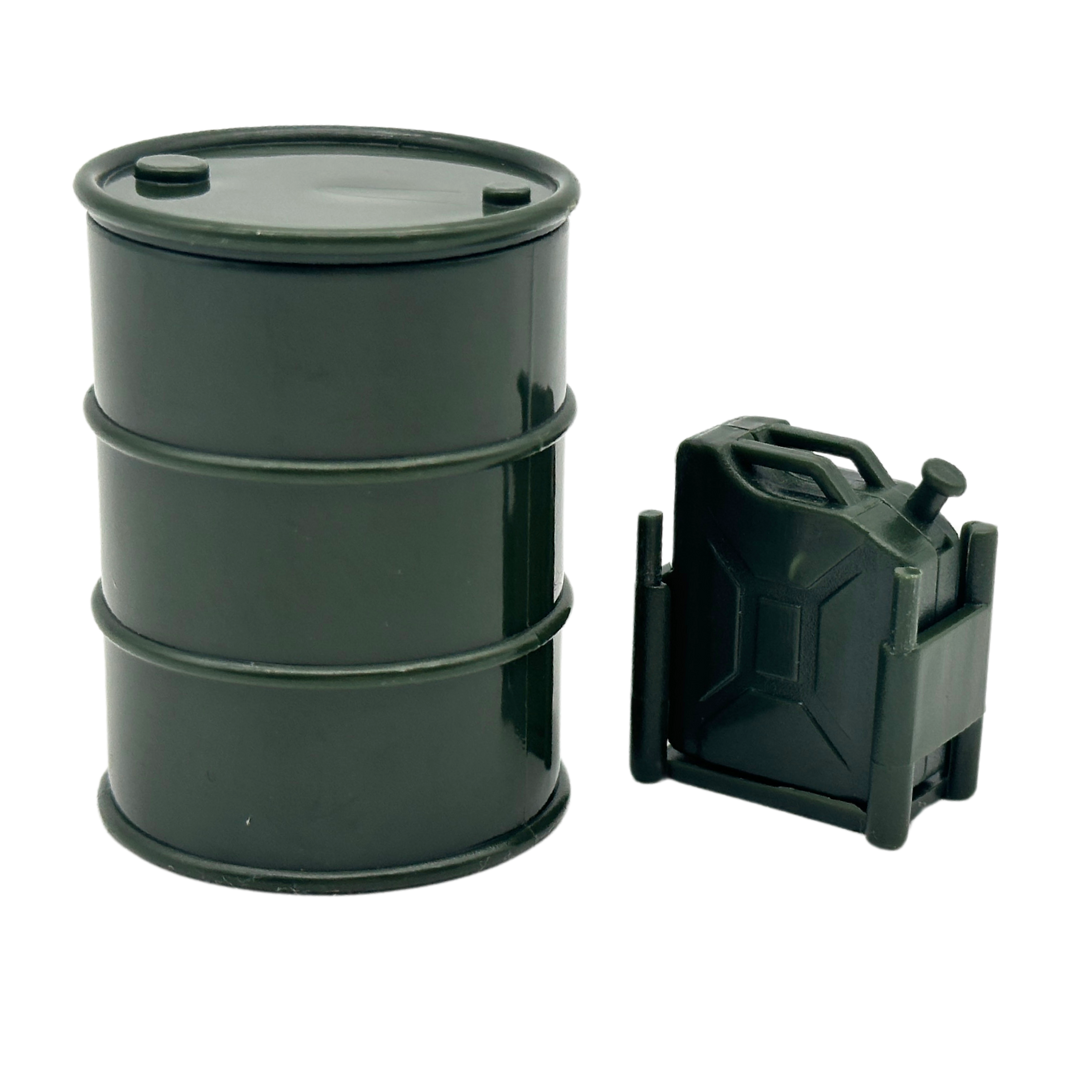 1/24 1/18 Scale Fuel Tank Jerry Can & Oil Drum for RC Crawler Green Co ...
