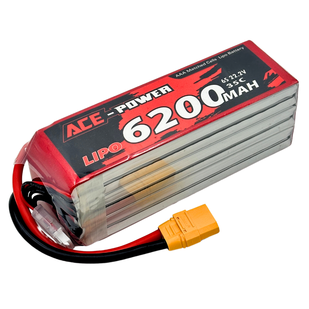 Ace-Power 6200mAh 6S 22.2V 35C Lipo Battery w/ XT90 Connnector – OZRC