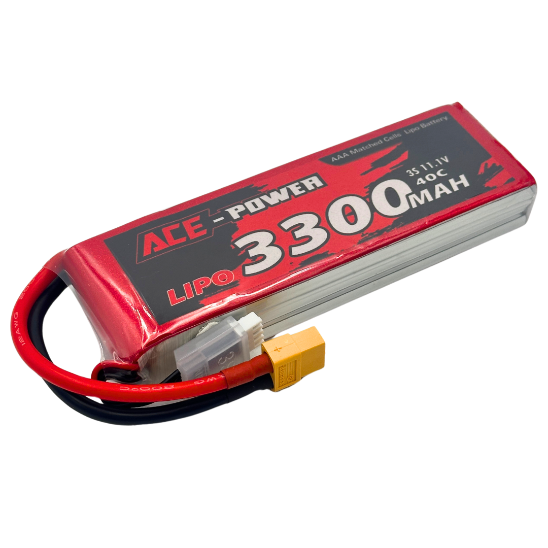 Ace Power 3300mah 3S 11.1V LiPo Battery SC 40C W/ XT60 Connection – OZRC