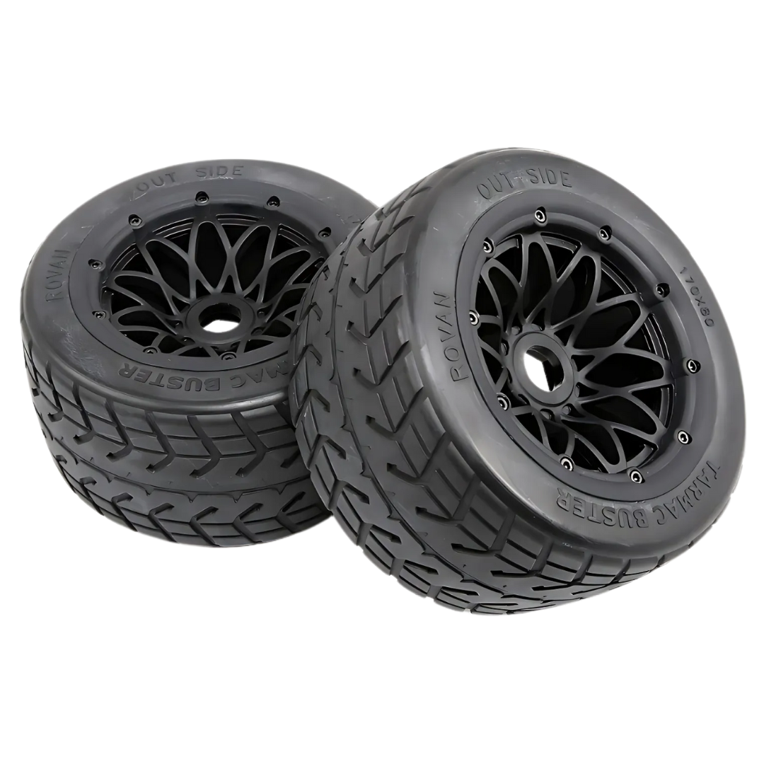 Rovan Baja 5B Tarmac Rear Tyre and Rim Set Thicker Tyre New Rims KSRC8 ...