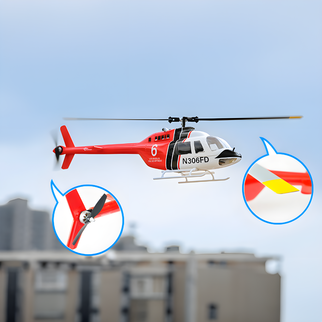 Flywing Bell 206 RTF RC Rescue Helicopter 810mm 6ch W/ GPS Hovering – OZRC