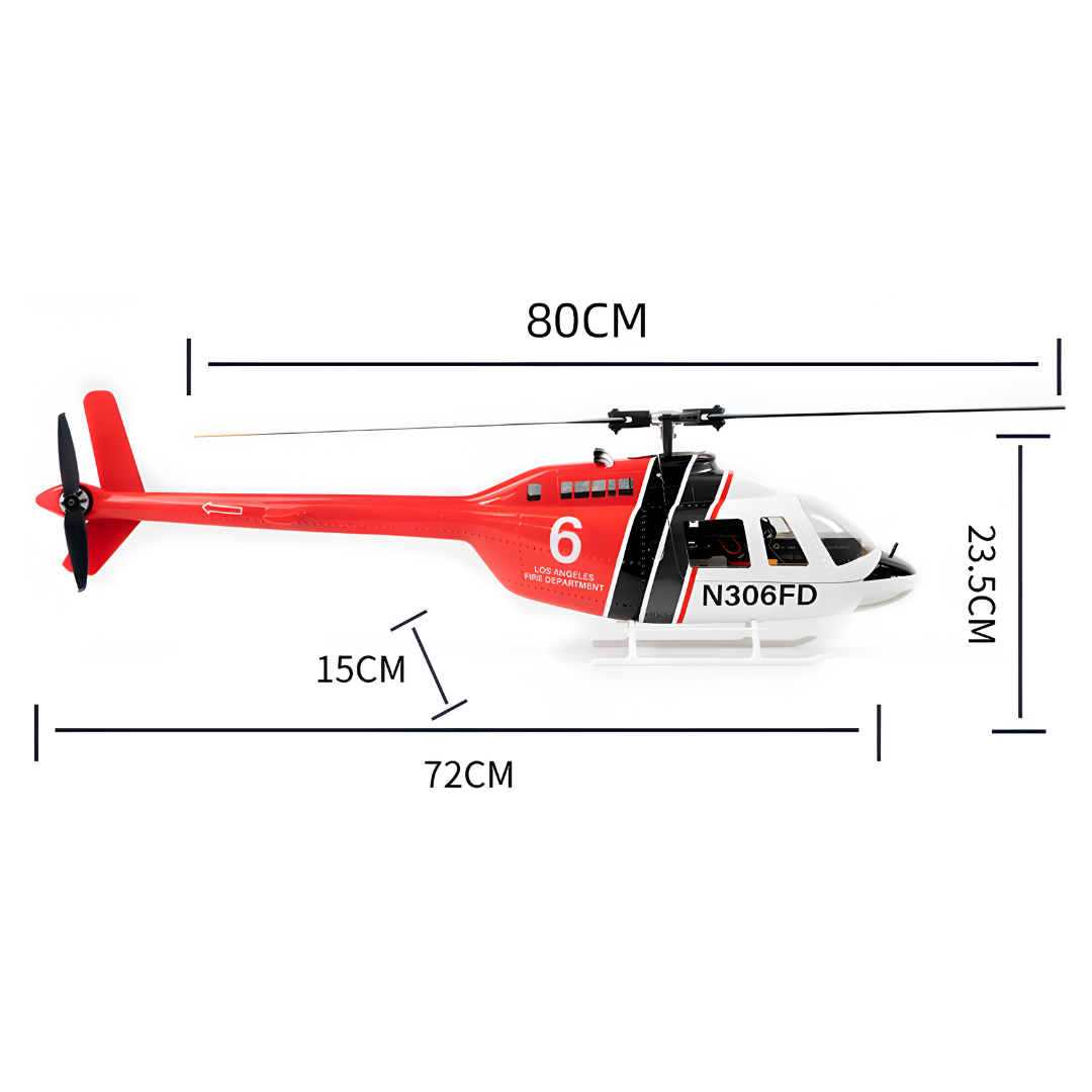 Flywing Bell 206 RTF RC Rescue Helicopter 810mm 6ch W/ GPS Hovering – OZRC