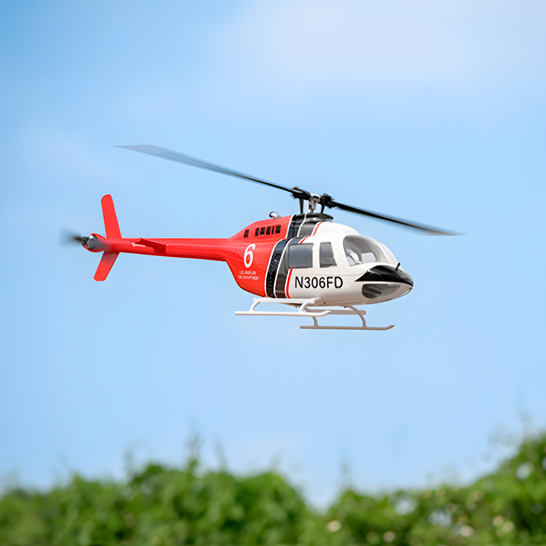 Flywing Bell 206 RTF RC Rescue Helicopter 810mm 6ch W/ GPS Hovering – OZRC