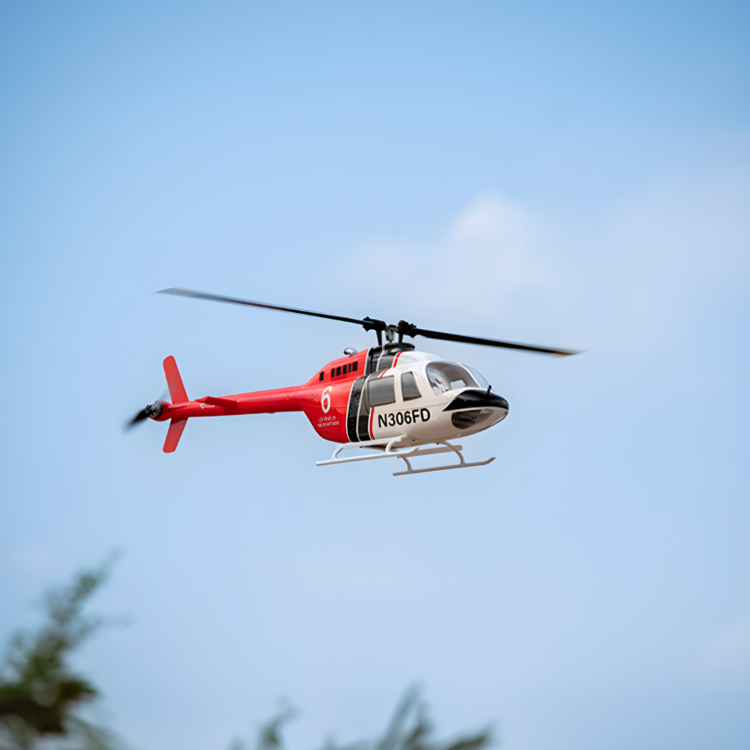 Flywing Bell 206 RTF RC Rescue Helicopter 810mm 6ch W/ GPS Hovering – OZRC