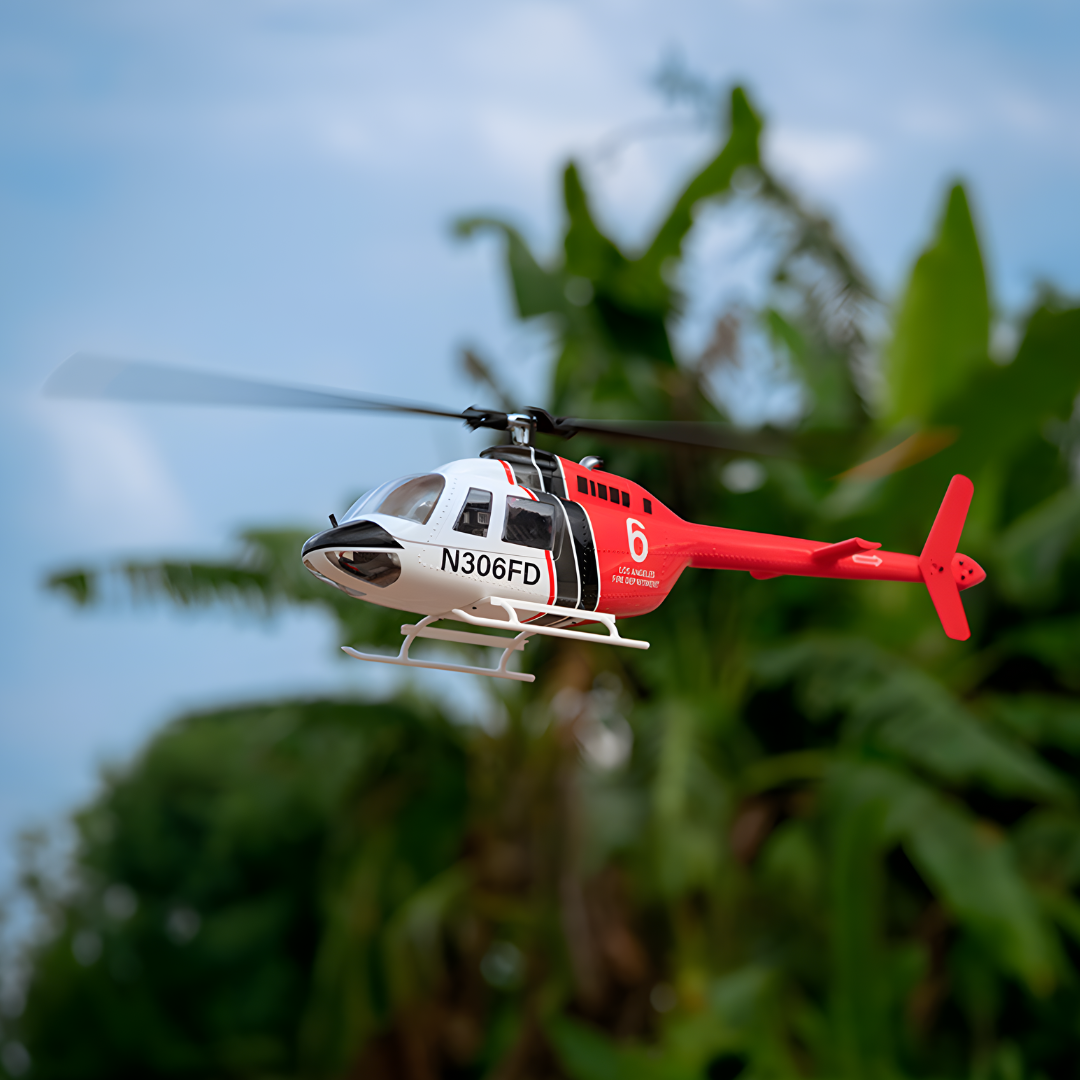 Flywing Bell 206 RTF RC Rescue Helicopter 810mm 6ch W/ GPS Hovering – OZRC