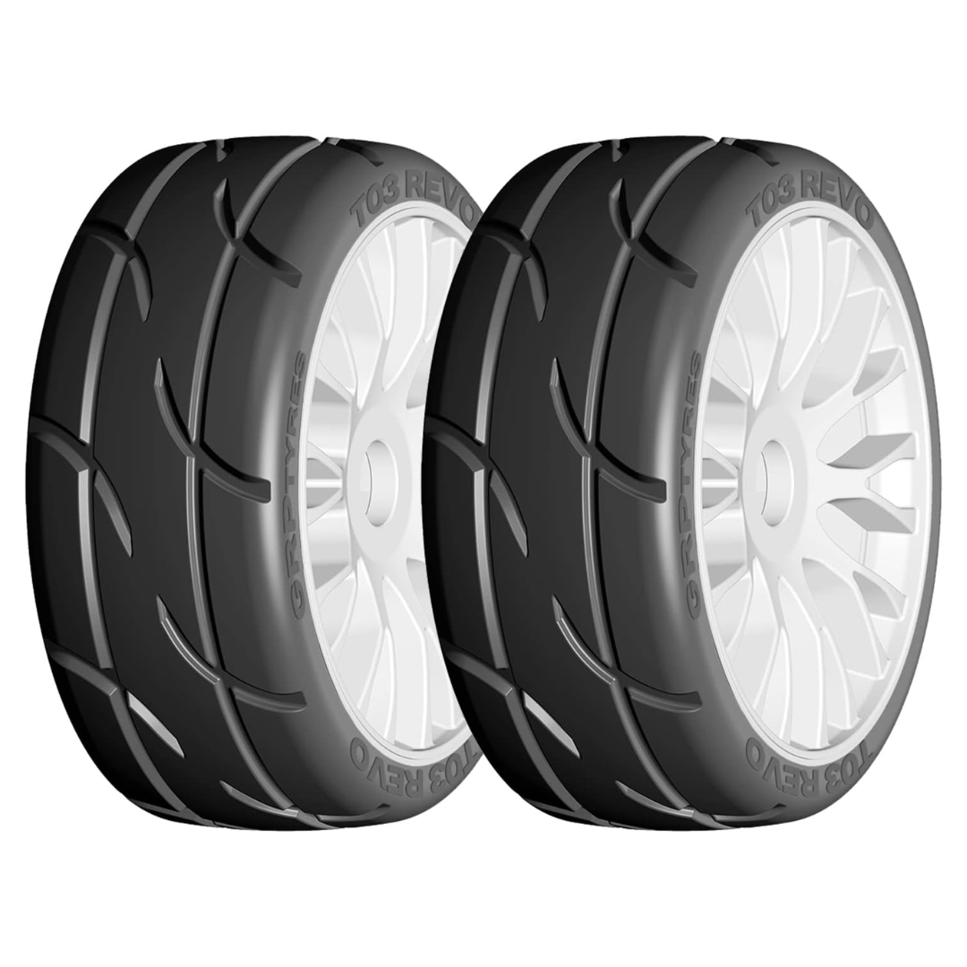GRP 1/8 GT Tread SoftMedium White 20 Spoke Rubber Tyres Hard Rim GTJ03 ...