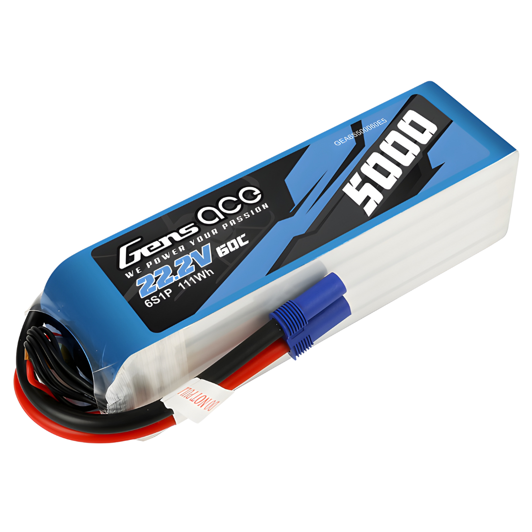 Gens Ace 6S 5000mAh 22.2V 60C EC5 LiPo Battery (Fit Maxx Slash) GEA6S5 ...