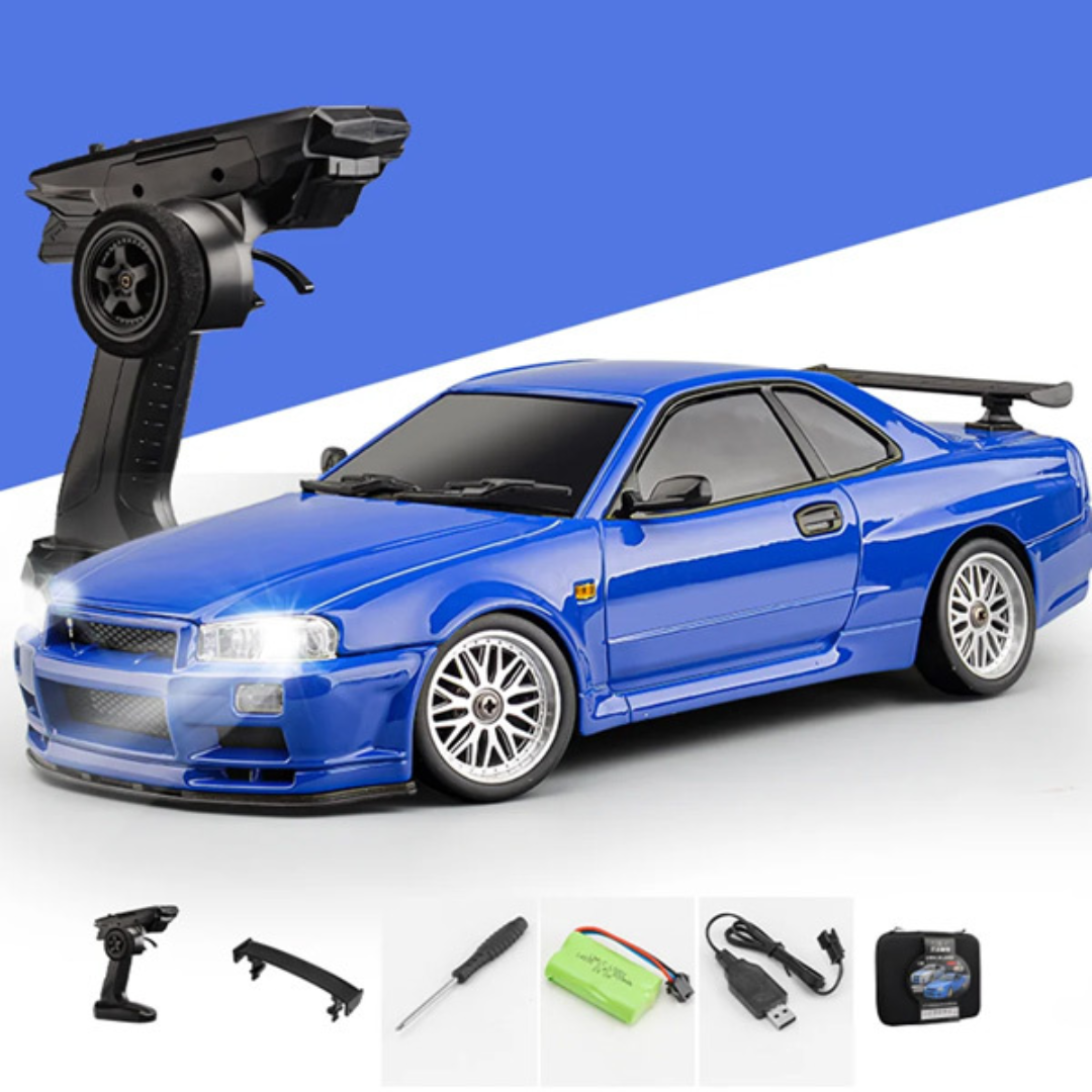 LDRC 1899BU Nissan R34 GTR 1/18 RWD Drift Car RTR w/ Gyro (Blue) LDRC ...