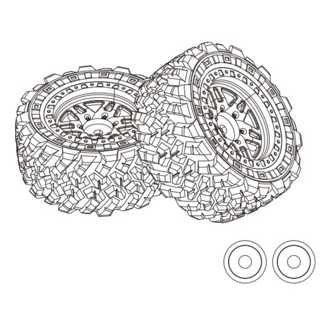 MJX Hyper Go Wheel & Tyre Set 2pc 14300D1 – OZRC