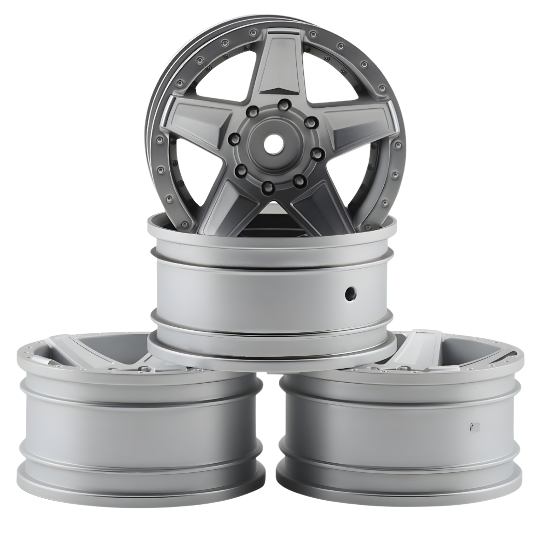 MST 648 1/9" Crawler Wheels, +5mm Offset (Flat Silver) 4pcs 832072FS – OZRC