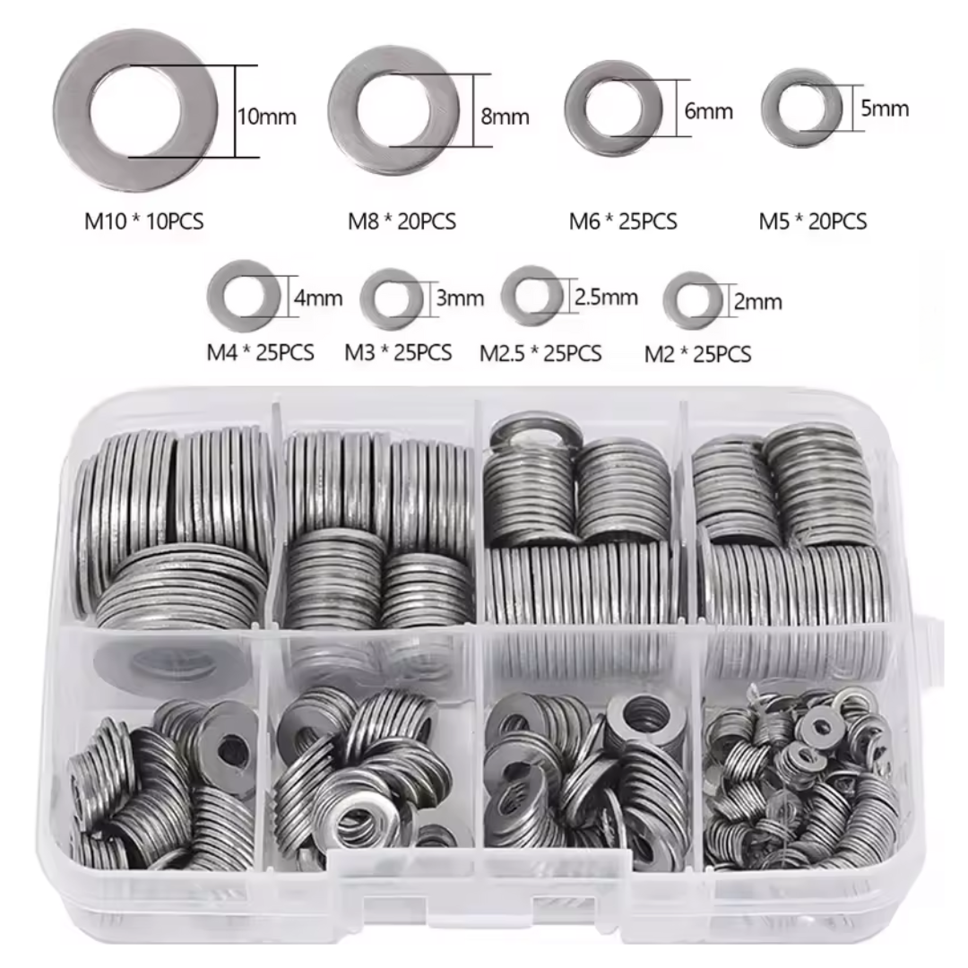 OZRC Assortment Kit Stainless Steel Flat Washers M2–M12 Bulk Bundle Ki