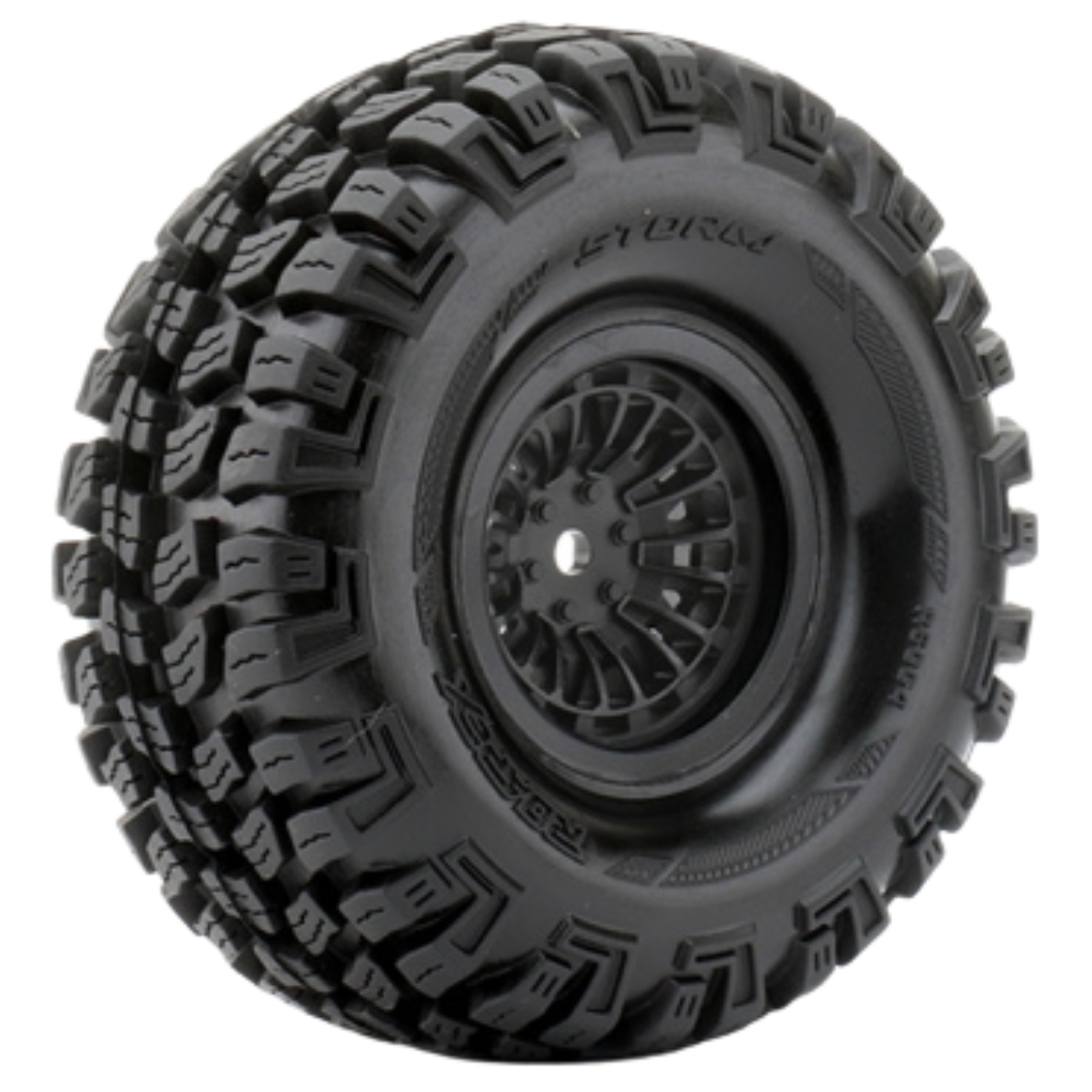 Roapex Storm 1.9 RC Crawler Wheels & Tyres Mounted 12mm Hex Black R600 ...