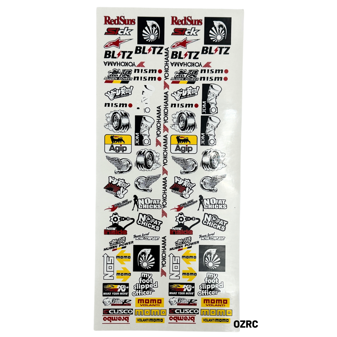 Drifting Sponsor Decal Sticker Sheet, Suits 1/10 RC Car 52545 – OZRC