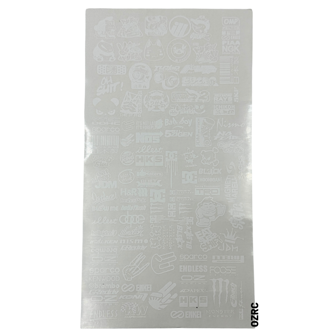 Tamiya Drifting Sponsor White Decal Sticker Sheet RC Car 1/10 – OZRC
