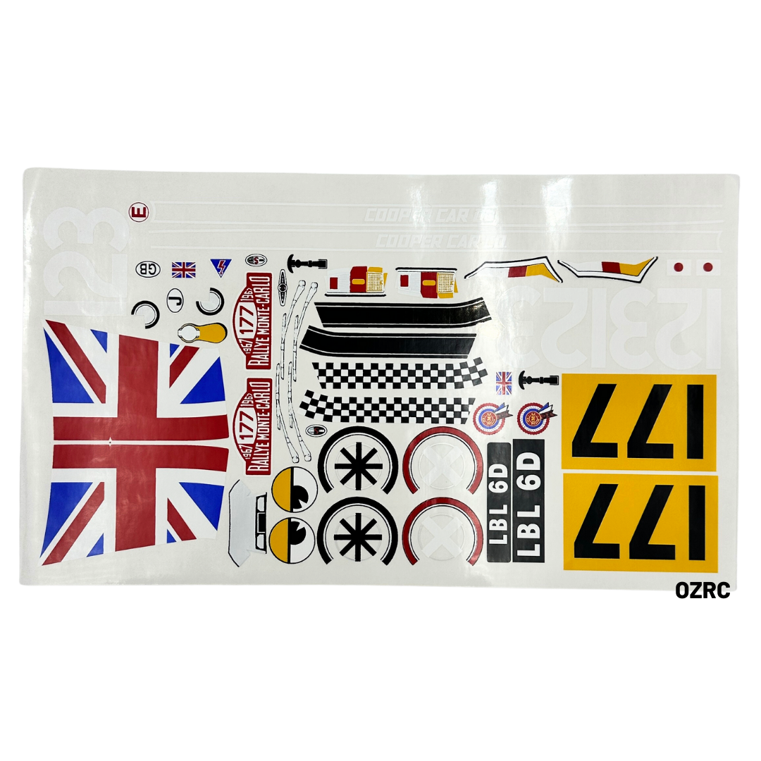 Mini Cooper 1/10 Racing Decal Sticker Sheet, Suits Tamiya RC Car 53213 ...