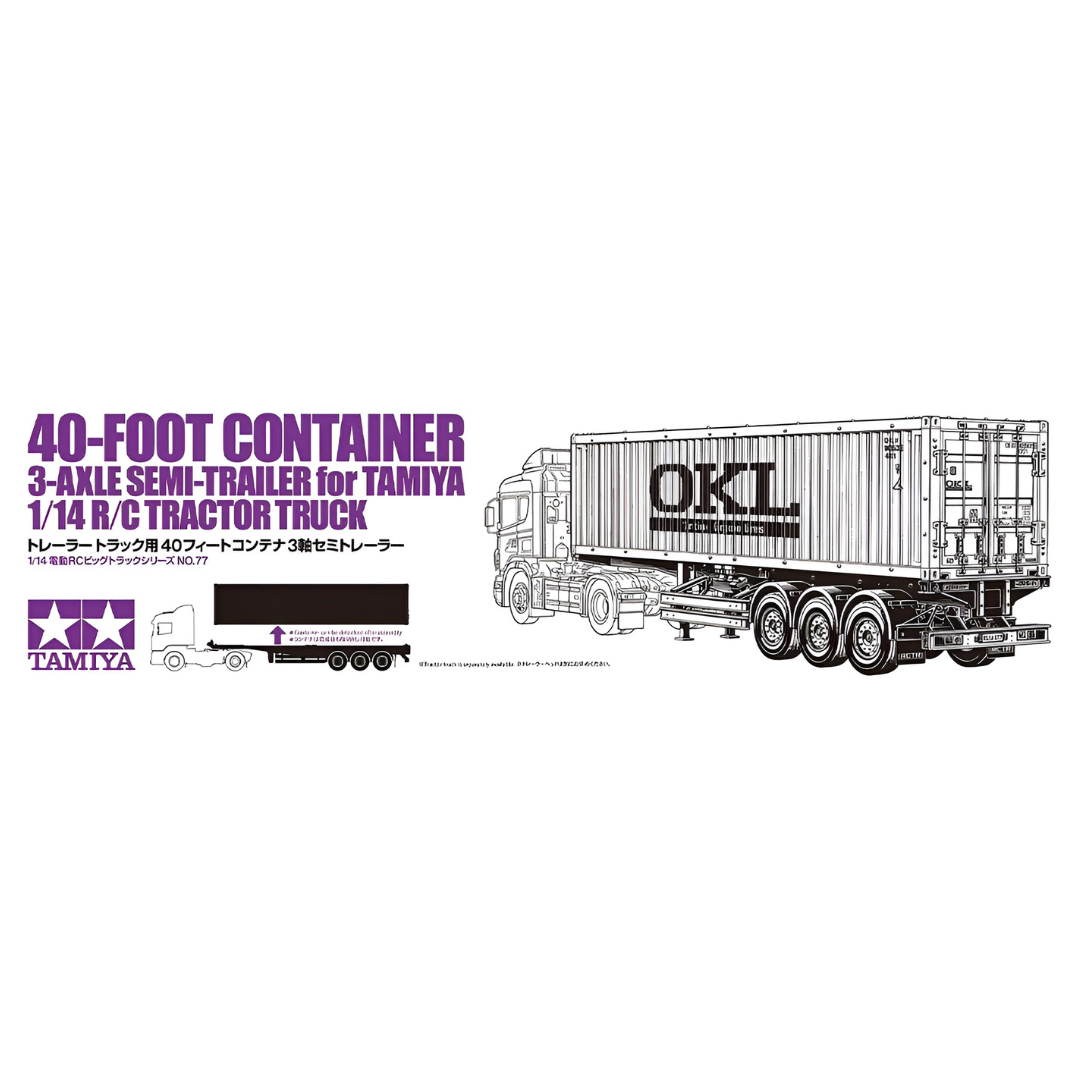 Tamiya 40 Foot Container 3-Axle Semi Truck Trailer RC 1/14 Scale Kit 5 ...