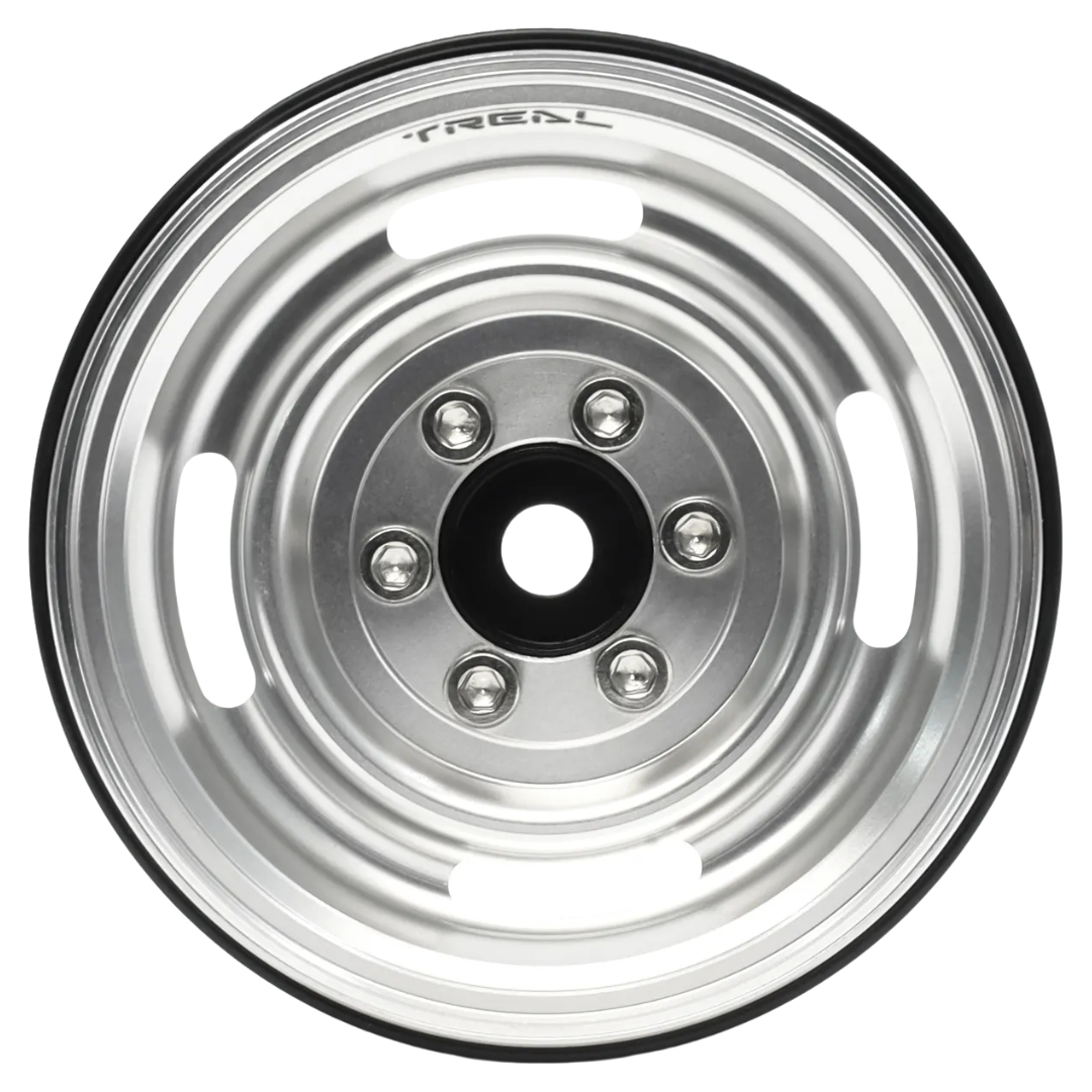 Treal 1.9" Beadlock Wheels (4) Heavy Type P RC Rock Crawler Wheels Sil ...