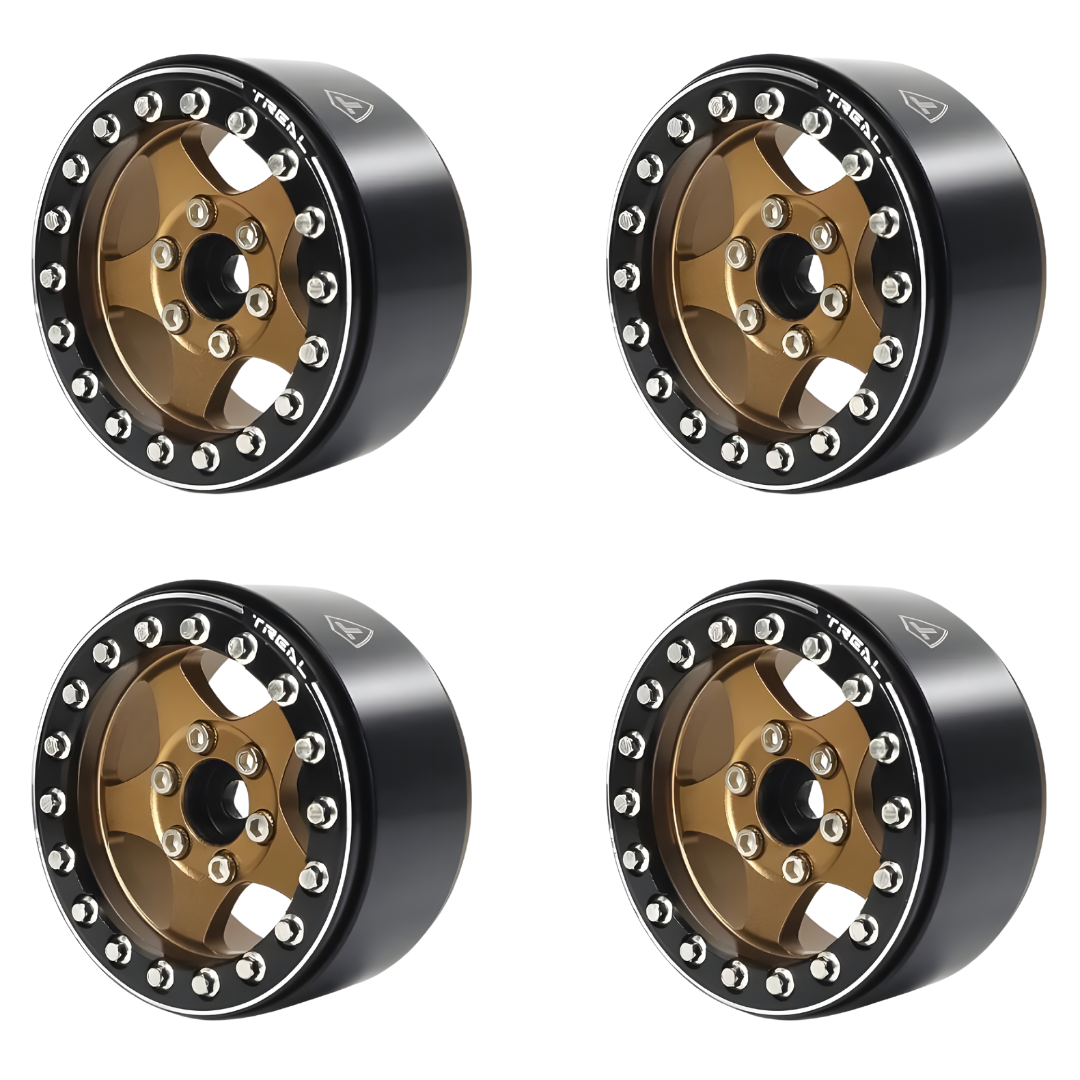 Treal 1.9" Beadlock Wheels (4) Alloy Type E RC Rock Crawler Wheels Bro ...