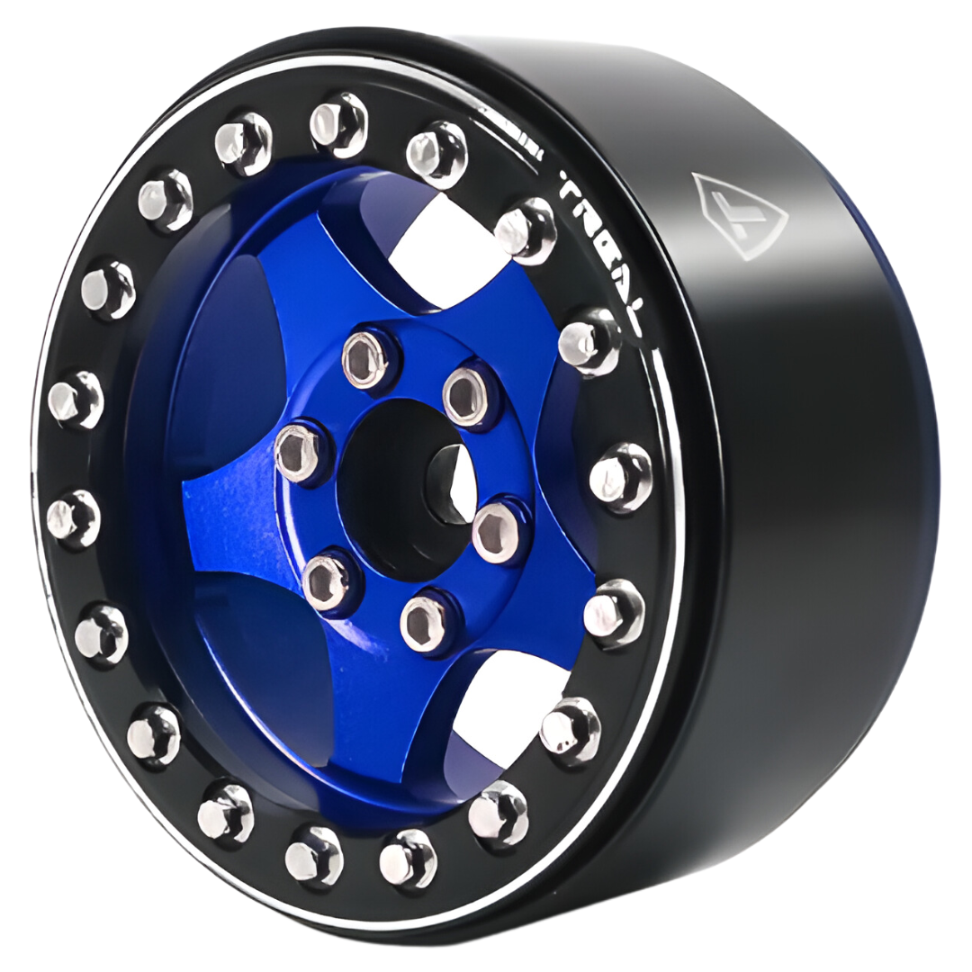 Treal 1.9 Beadlock Wheels (4) Alloy Type E RC Rock Crawler Wheels Blue ...