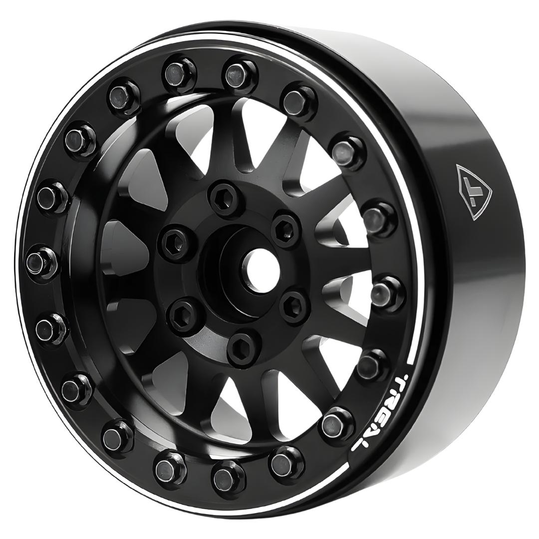 Treal 1.9 Beadlock Wheels (4) Alloy Type D RC Rock Crawler Wheels Blac ...