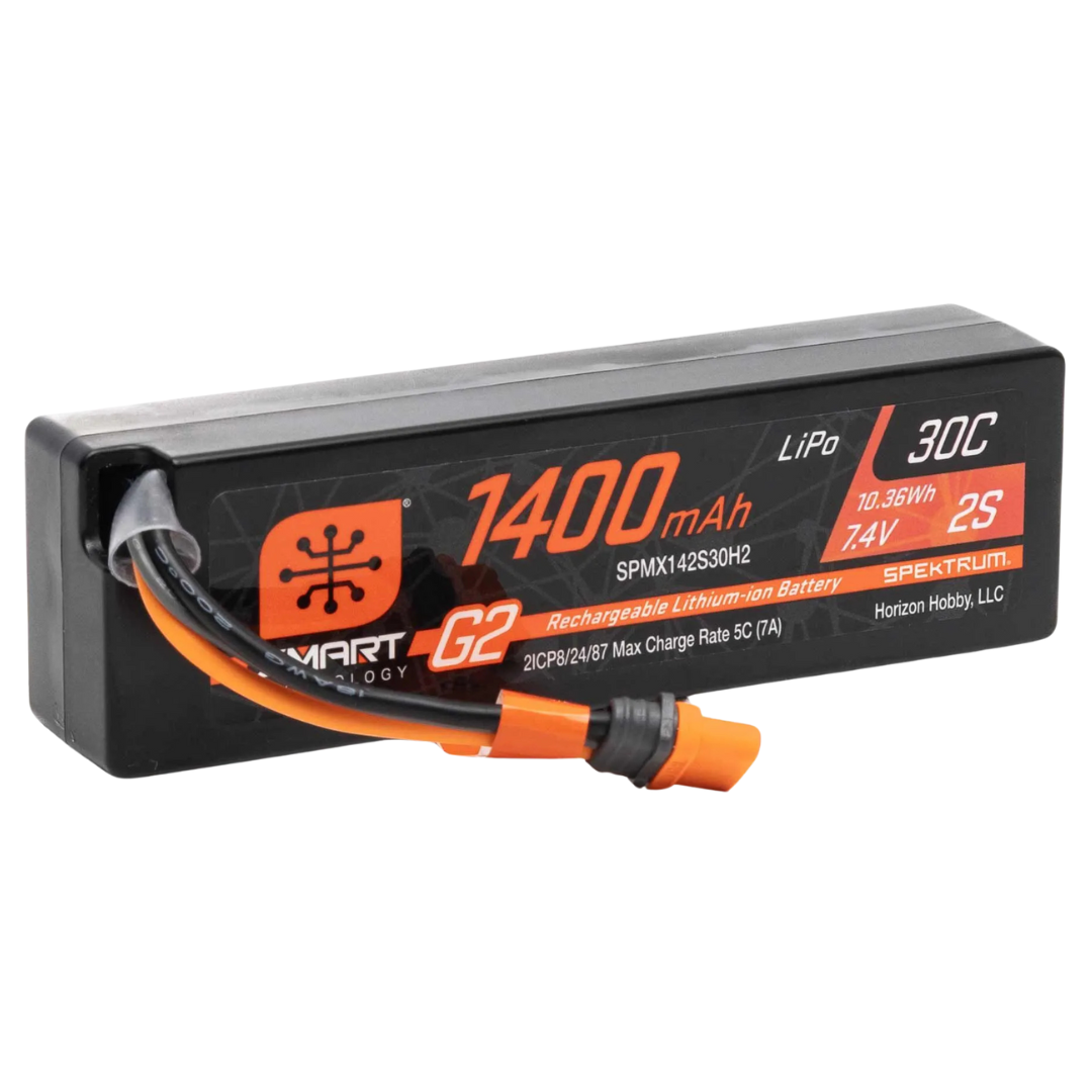 Spektrum 1400mah 2S 7.4v Smart G2 30C LiPo Battery with IC2 Connector ...