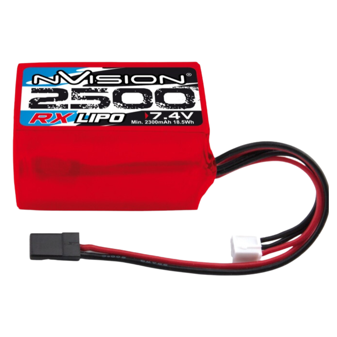 nVision RX Lipo 2500mAh 7.4V Lipo Battery (Hump) w/JR Plug 1504 – OZRC
