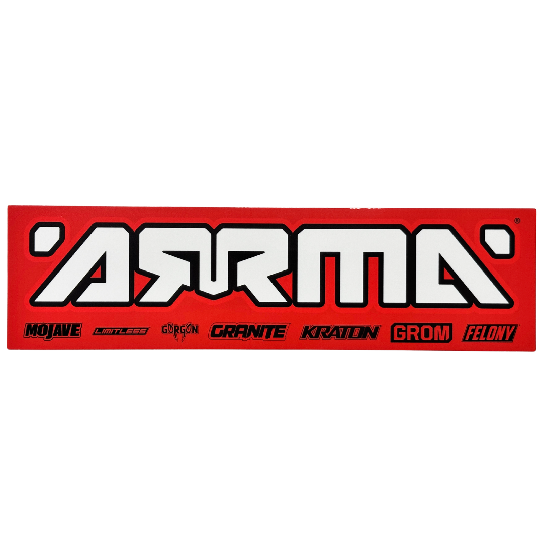 OZRC Arrma RC Modern Style Bumper Sticker 28cm x 7.5cm Large Size Red