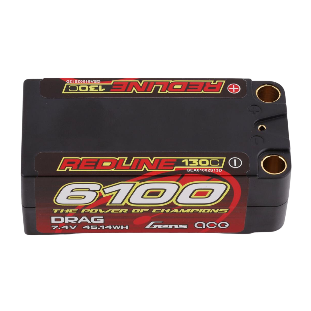 Gens Ace Redline 6100mAh "Drag" 2S 7.4V 130C LiPo Battery Pack w/ 8mm – OZRC